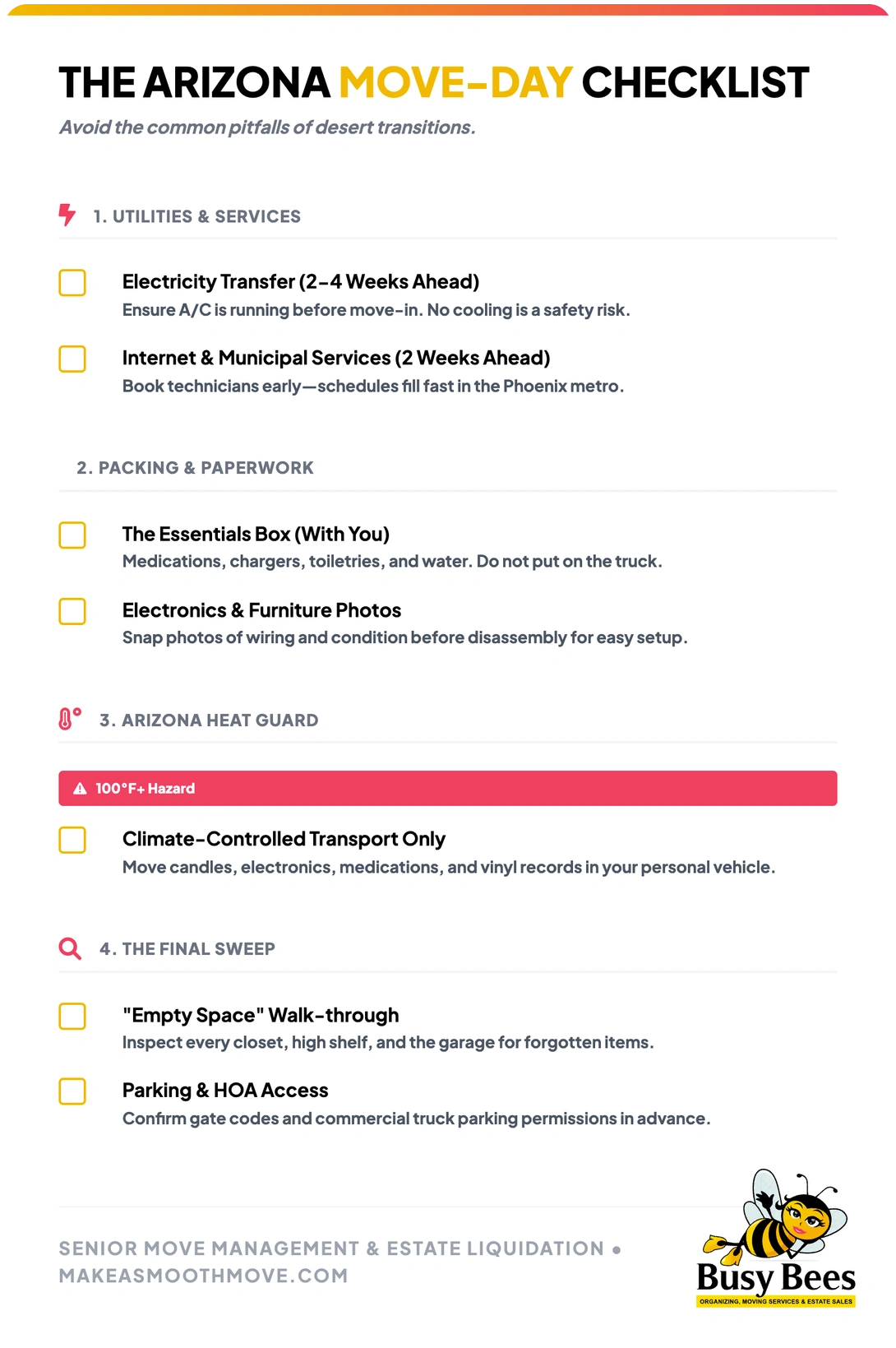 10 Things People Forget When Moving in Arizona | Busy Bees